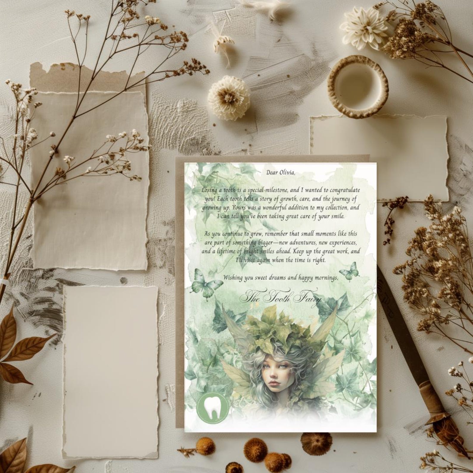 Editable Green Tooth Fairy Personalized Note Letter, Tooth Fairy ...