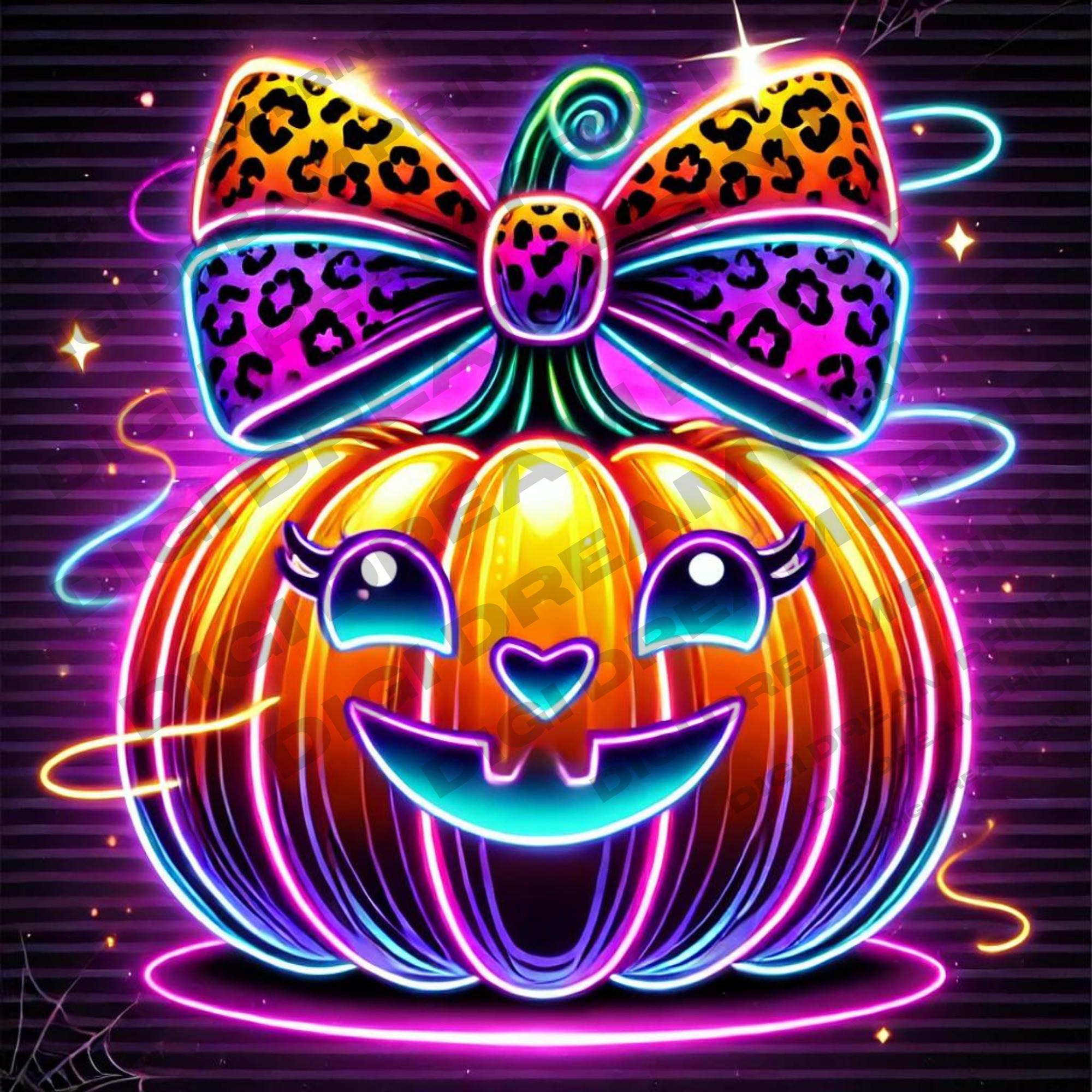 Neon Halloween Pumpkin Digital Download PNG File - Etsy