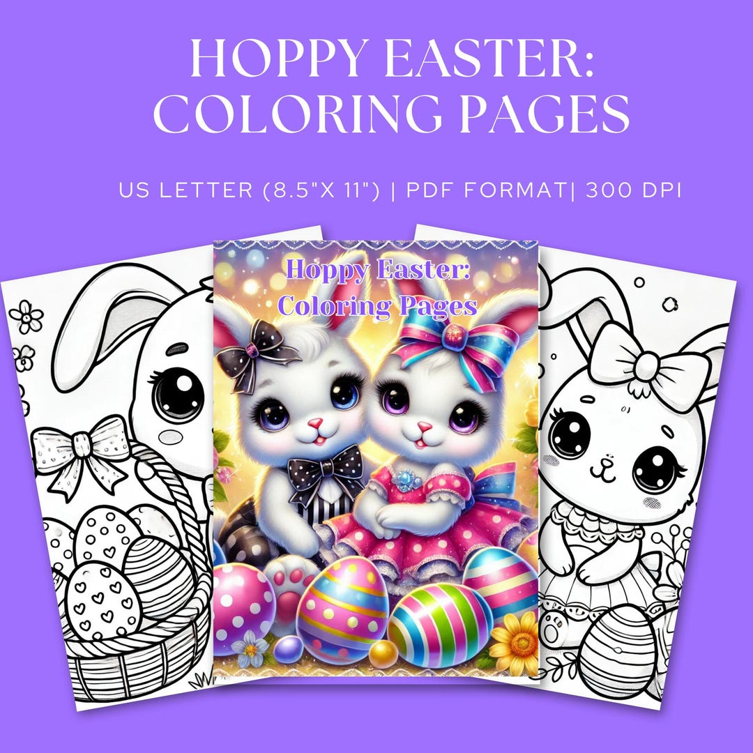 Hoppy Easter Coloring Pages | Printable PDF With Bunnies, Eggs, and ...