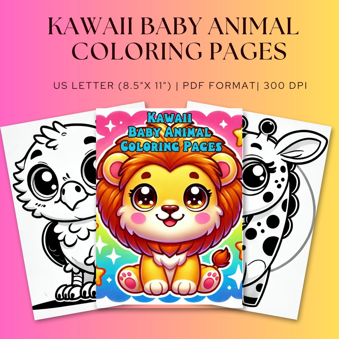 Kawaii Baby Animal Coloring Pages | Printable PDF With Adorable Designs ...