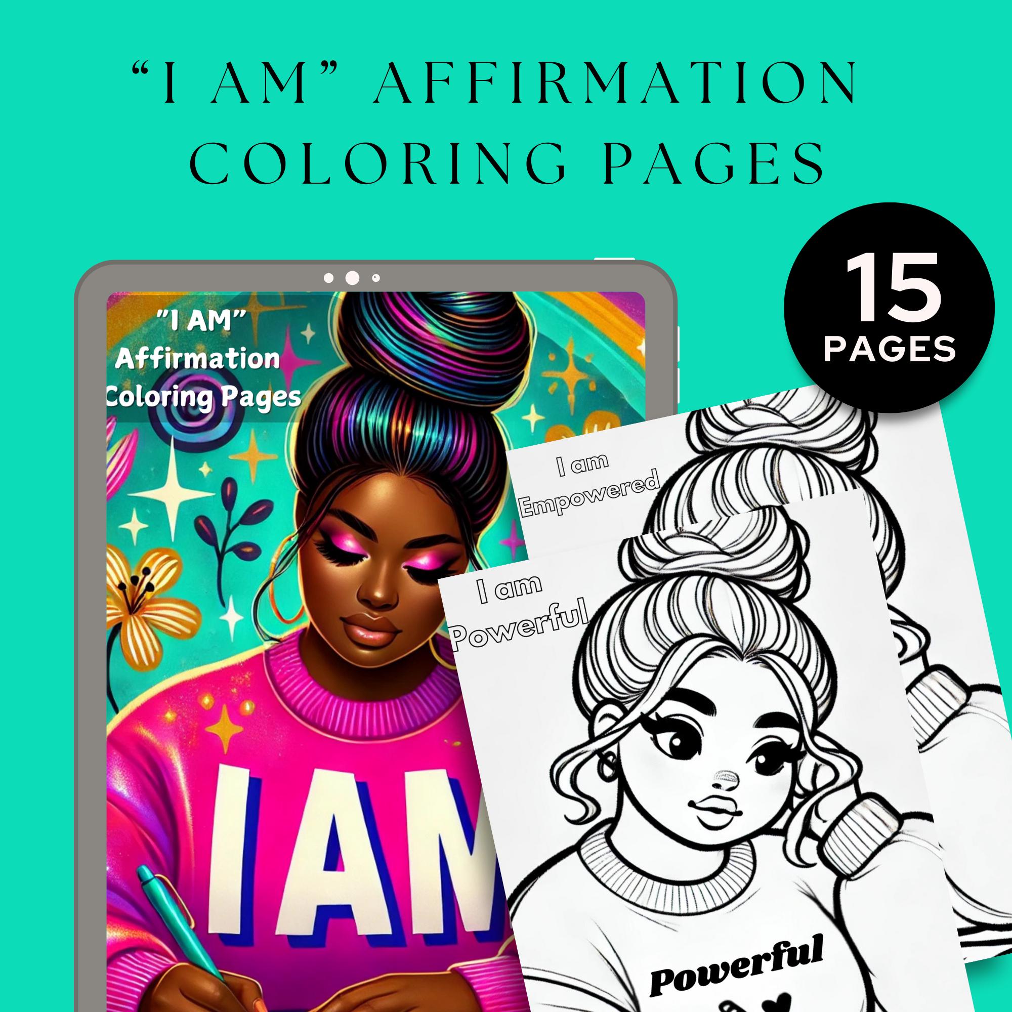 Black Girl Affirmation Coloring Pages: Self-esteem & Empowerment ...