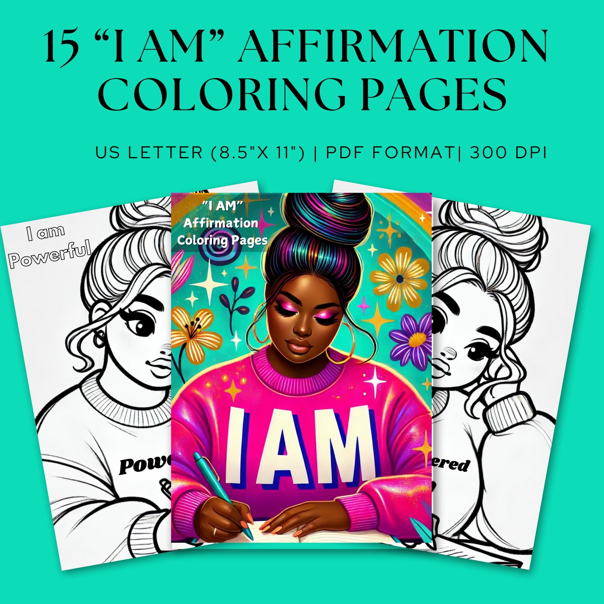 Black Girl Affirmation Coloring Pages: Self-esteem & Empowerment ...