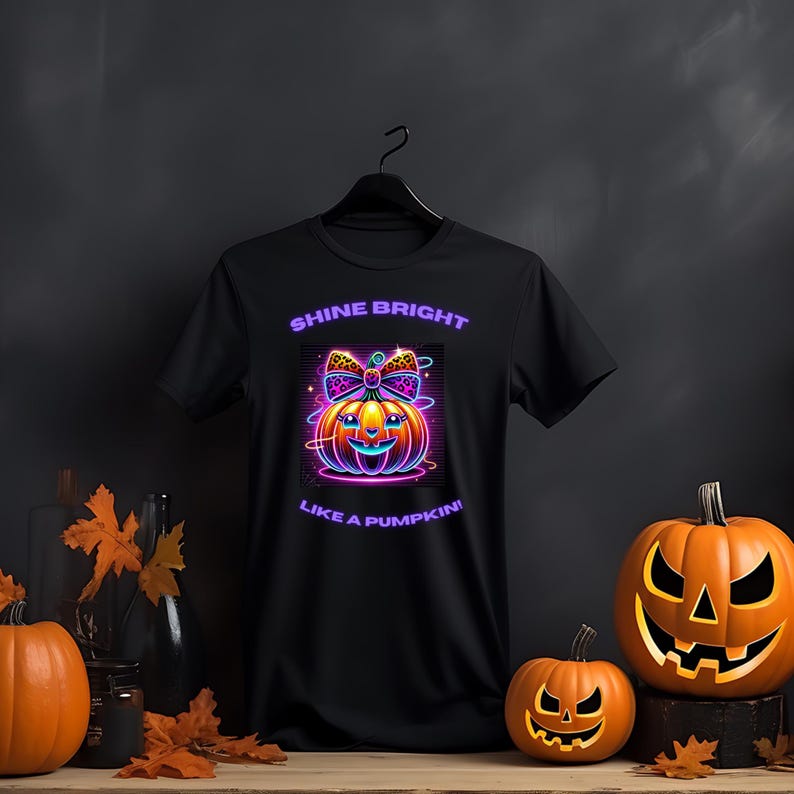 Vibrant Neon Pumpkin Digital Art Perfect for Spooky Season Decor, DIY ...