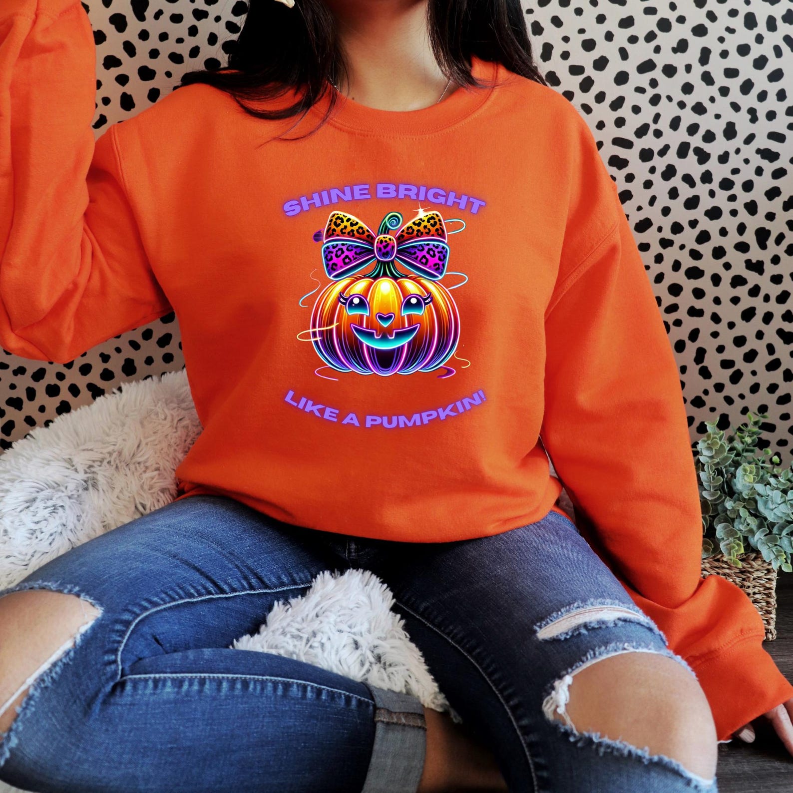 Vibrant Neon Pumpkin Digital Art - Perfect for Spooky Season Decor, DIY ...