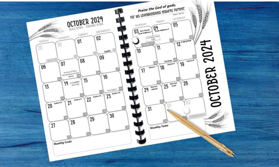 Messianic Day Planner Hebrew Calendar Year 5785 Includes Two Page ...