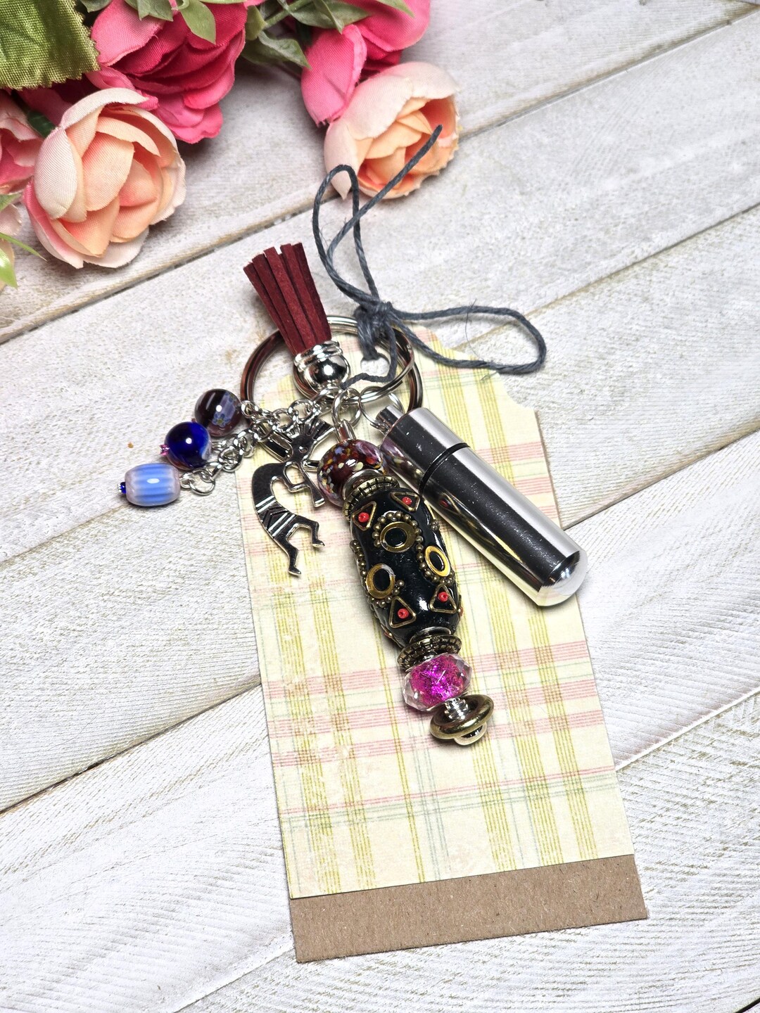 Beaded Keychains With Kokopelli Charm and Money Cash Stash Pill Box ...