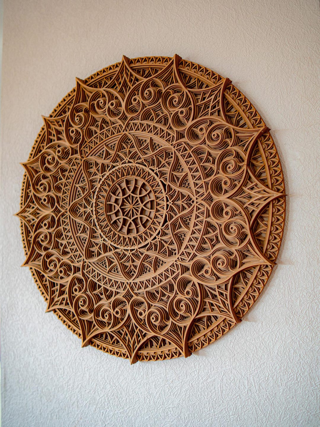 Large Wooden Mandala Wall Art, multilayer wood wall art, living room ...