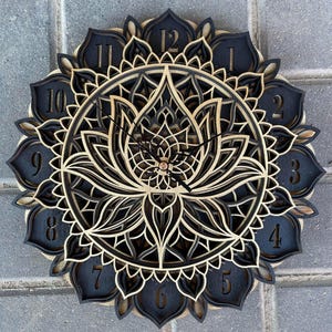 Lotus Flower - Wood Living Room Clock, Home Decor, Wood Decor, Modern ...