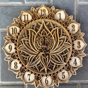 Lotus Flower - Wood Living Room Clock, Home Decor, Wood Decor, Modern ...