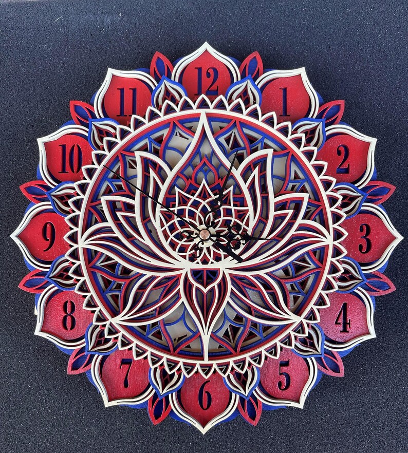 Lotus Flower - Wood Living Room Clock, Home Decor, Wood Decor, Modern ...