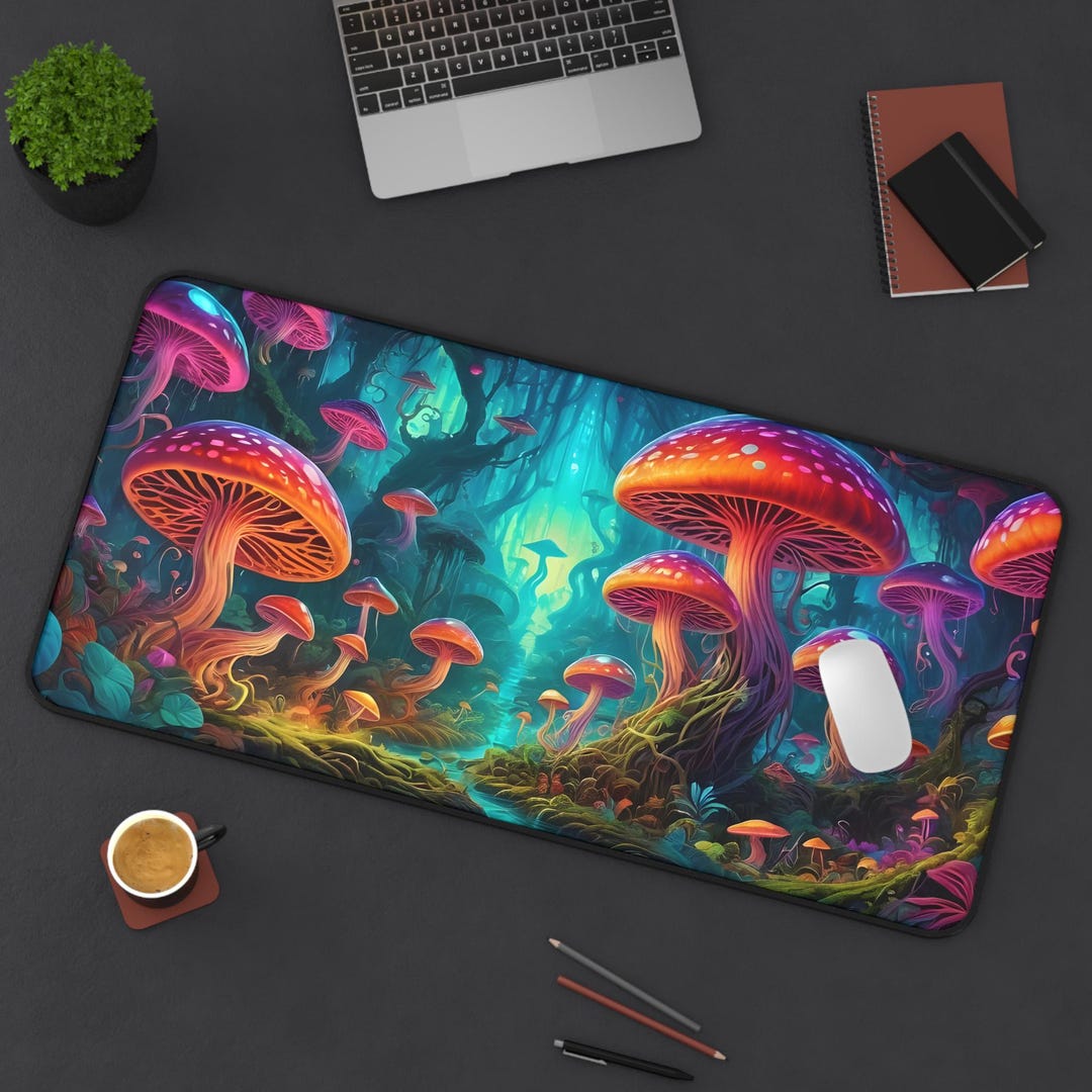 Psychedelic Desk Mat, Colorful Office Decor, Gaming Mouse Pad, Vibrant ...