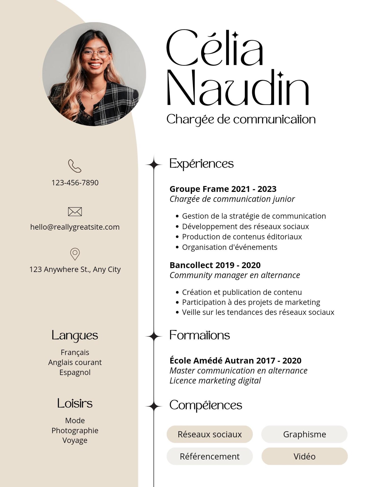 Modèle De CV Moderne Et élégant Chargée De Communication - Etsy