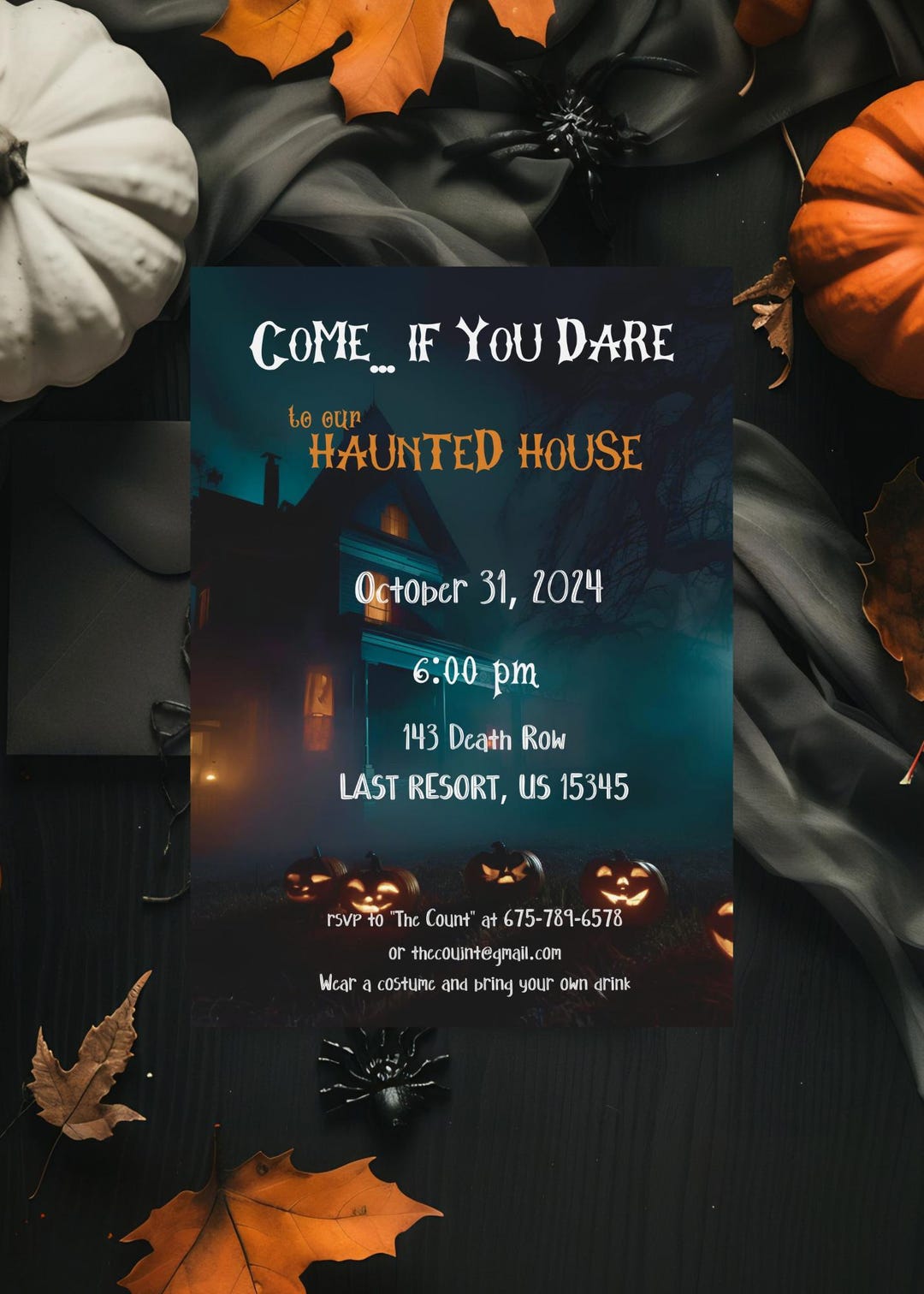 Haunted Halloween Invite, Halloween Party Invitation, Spooky Party ...