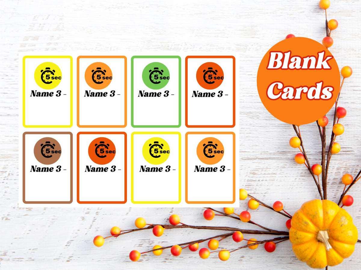 Thanksgiving 5 Second Game Printable, Friendsgiving Fun Game, Kids and ...