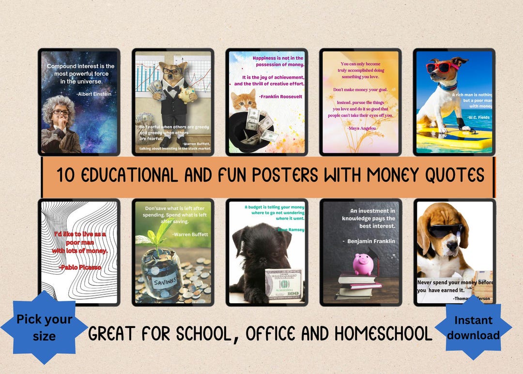 Money Quotes Posters: Financial Literacy Classroom Decor (digital ...