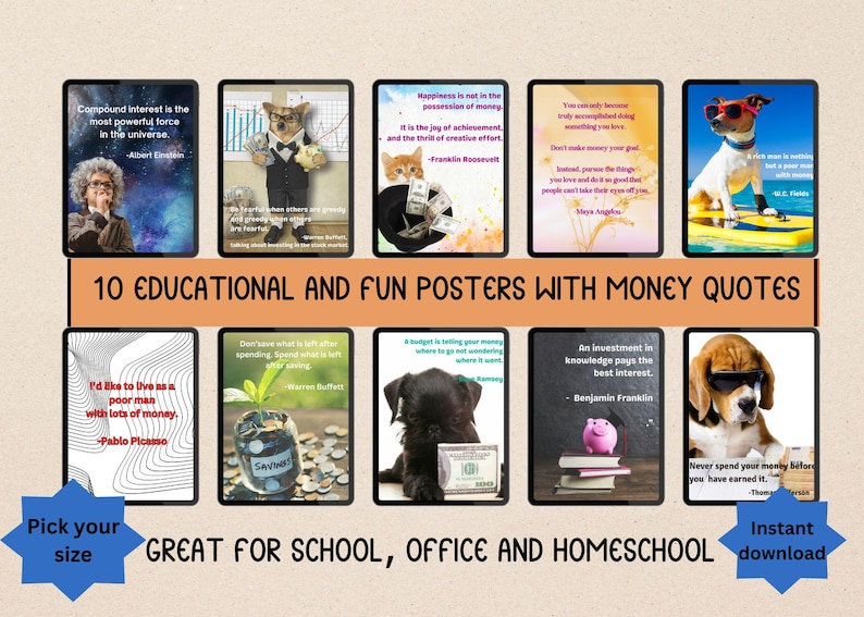 Money Quotes Posters: Financial Literacy Classroom Decor (digital ...