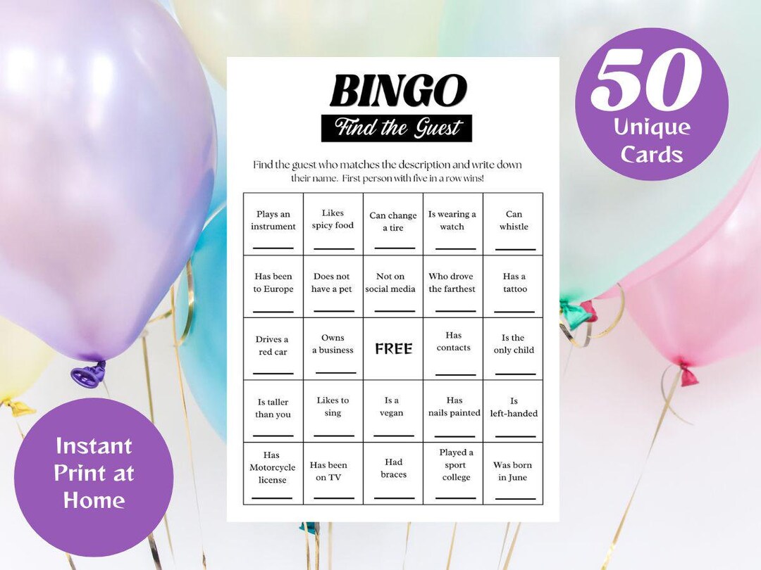Find Someone Who Bingo, Get to Know You Bingo, Icebreaker Game, Find ...
