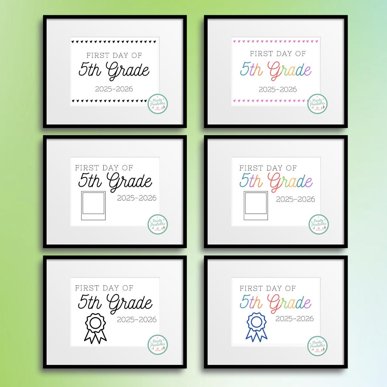 5th Grade First and Last Day Photo Sign - Printable School Prop - Etsy