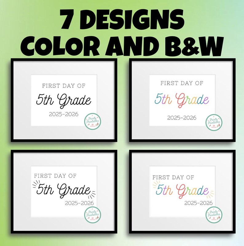 5th Grade First and Last Day Photo Sign - Printable School Prop - Etsy