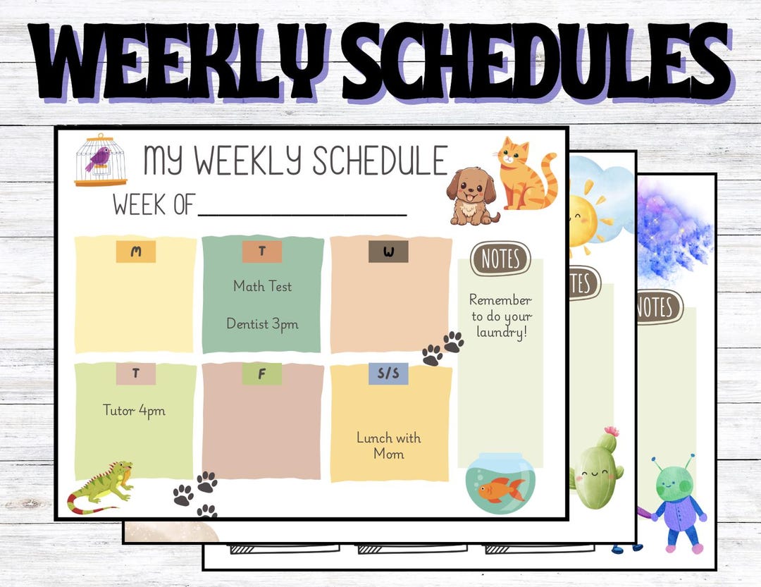 Printable Weekly Schedules for Kids - Calendar, Planner, Visual ...