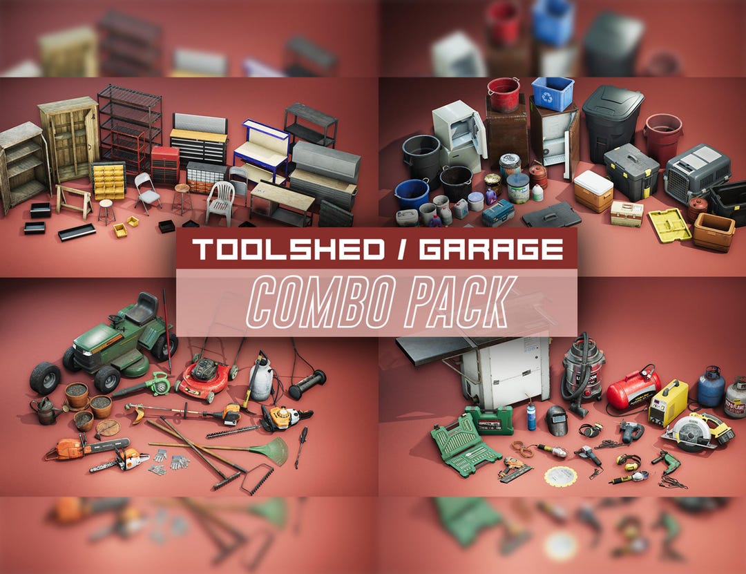 Toolshed and Garage Combo 3d Stl Pack / 3d Stl Pack / Stl Models / Stl ...