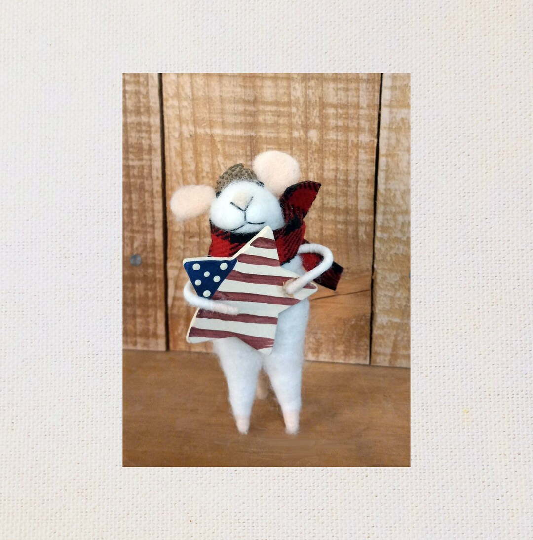 Patriotic Mice With Painted Wood Flag - Patriotic, Easter, Valentine ...