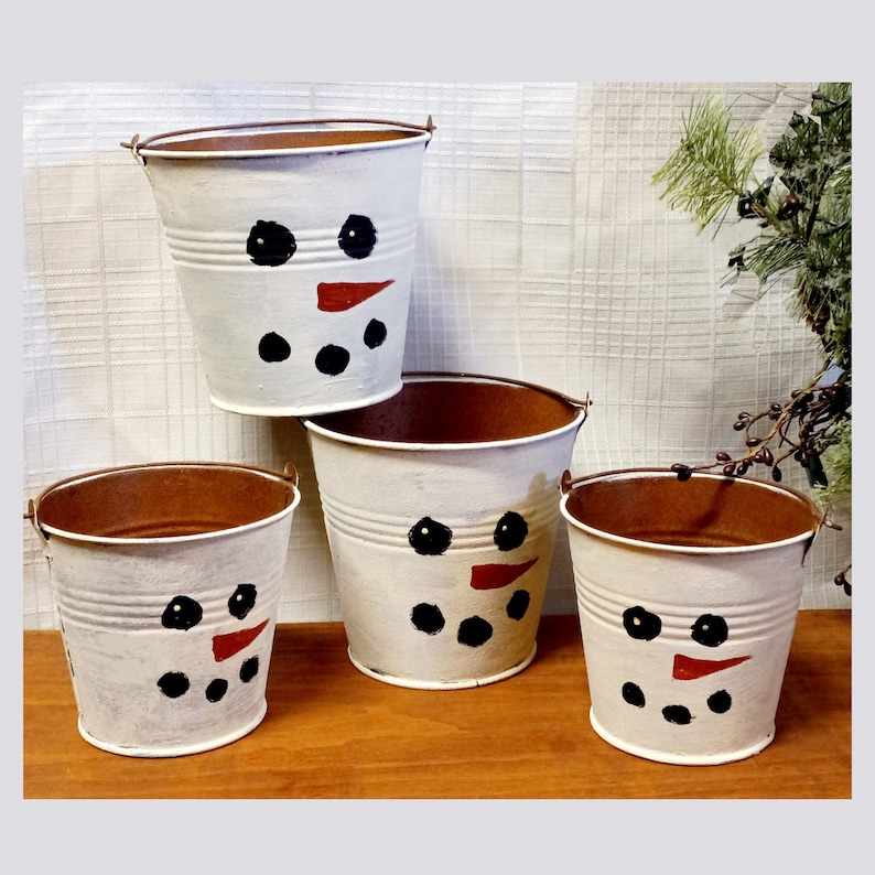 Rusty Snowmen Bucket - Etsy