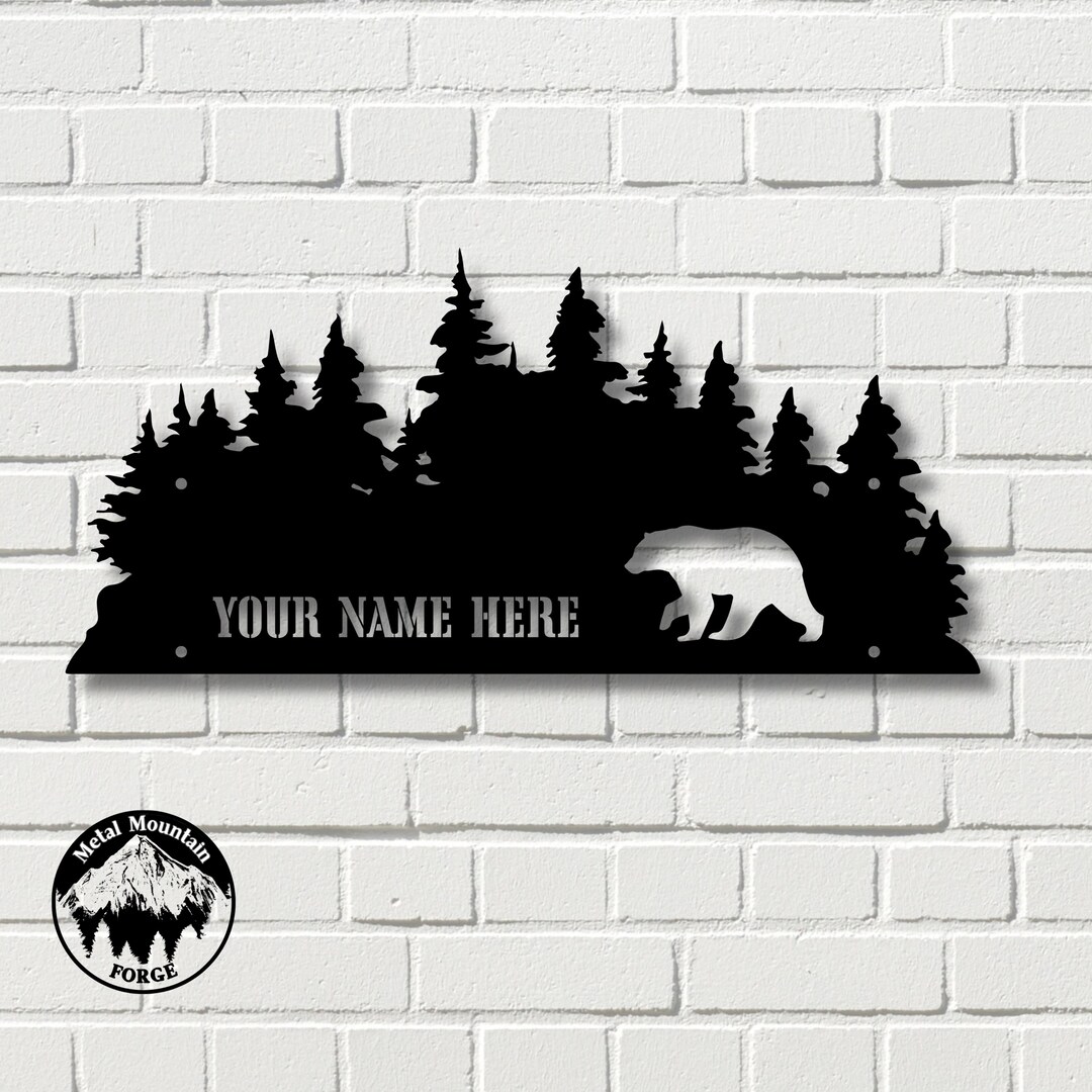 Metal Bear Sign, Bear Metal Sign, Custom Family Name Sign, Metal Decor ...
