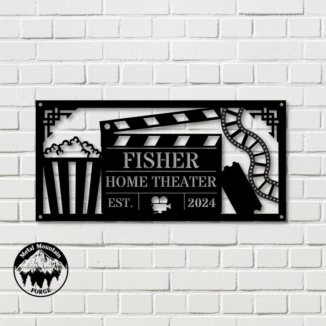 Personalized Metal Home Theater Sign, Movie Theater Sign, Custom Movie ...