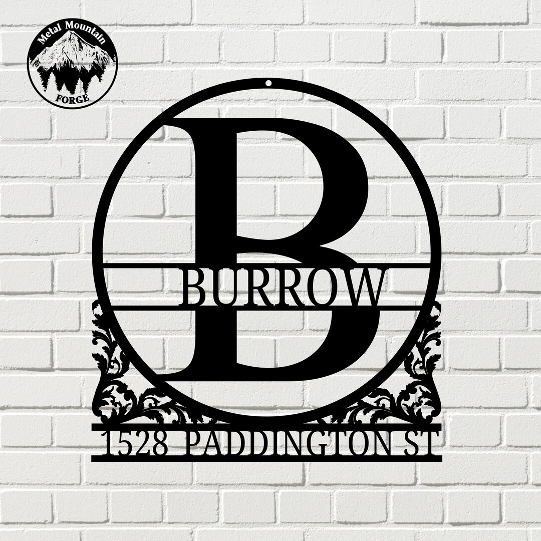 Personalized Metal Monogram Address Sign, Name Metal Sign, Metal Name ...