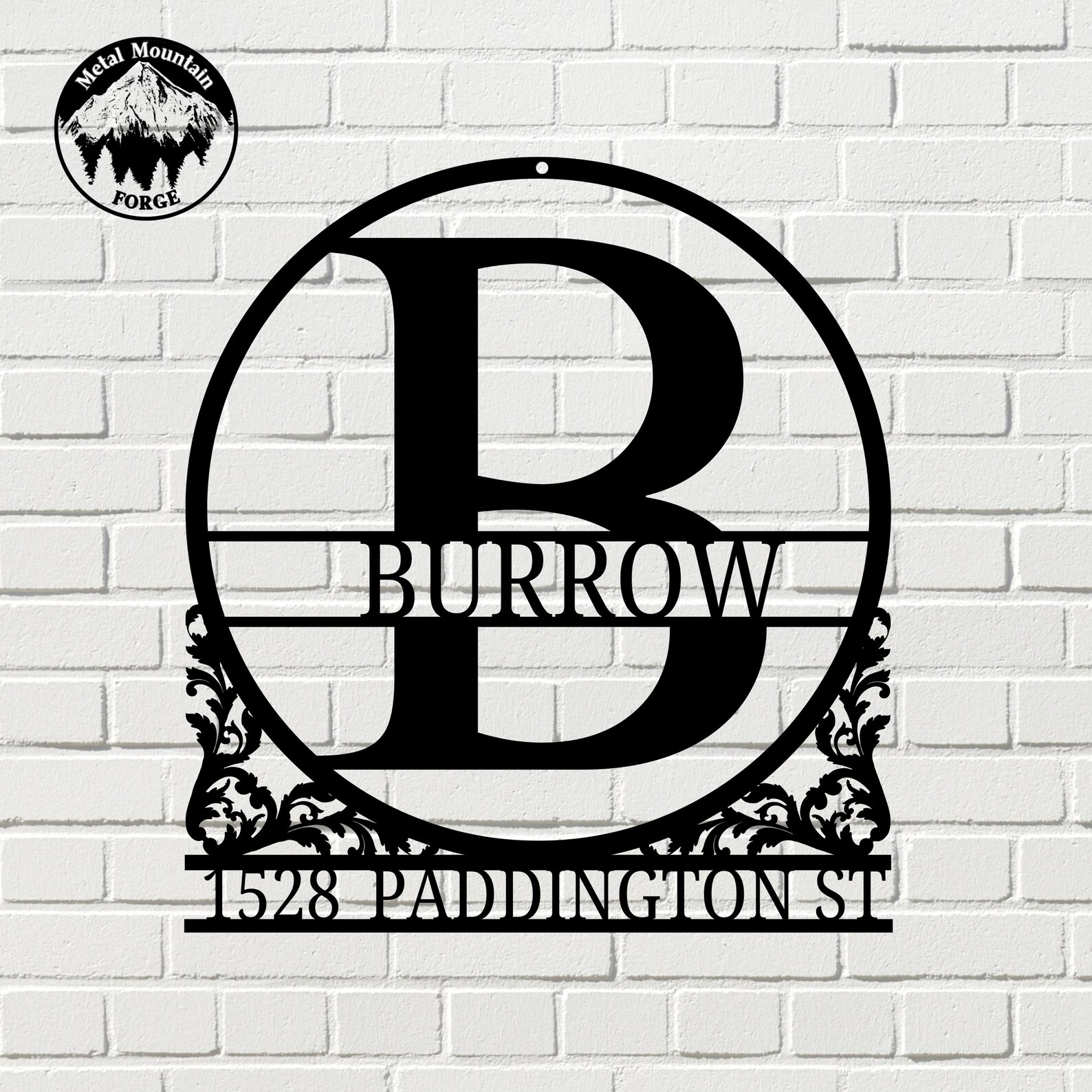 Personalized Metal Monogram Address Sign, Name Metal Sign, Metal Name ...