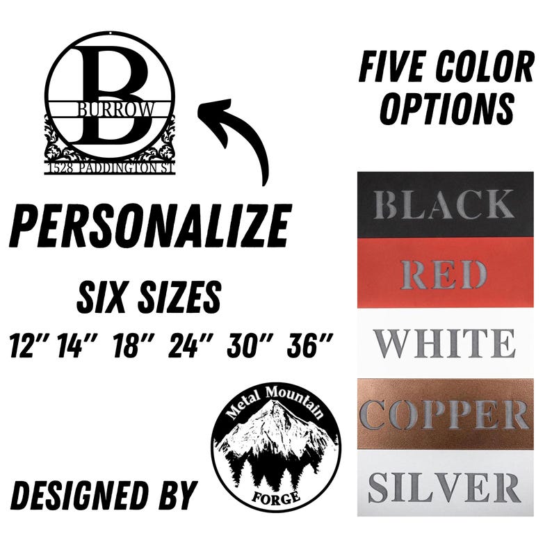 Personalized Metal Monogram Address Sign, Name Metal Sign, Metal Name ...