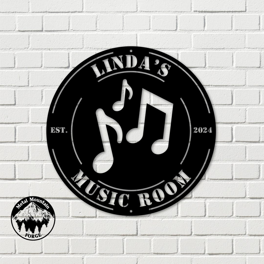 Personalized Music Room Sign, Musician Gift, Metal Musical Note Sign ...
