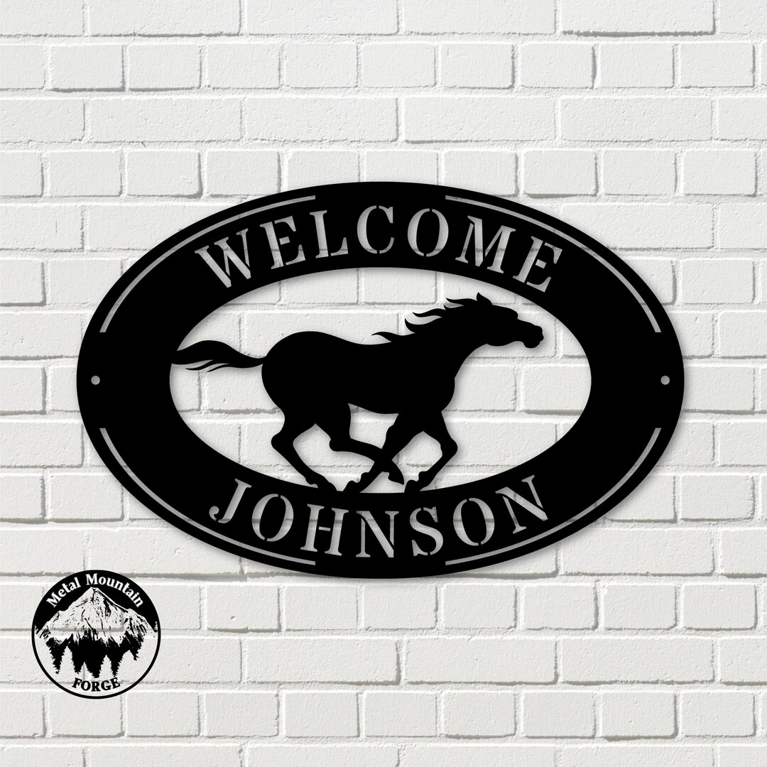 Personalized Metal Horse Welcome Sign, Metal Horse Sign, Metal Welcome ...