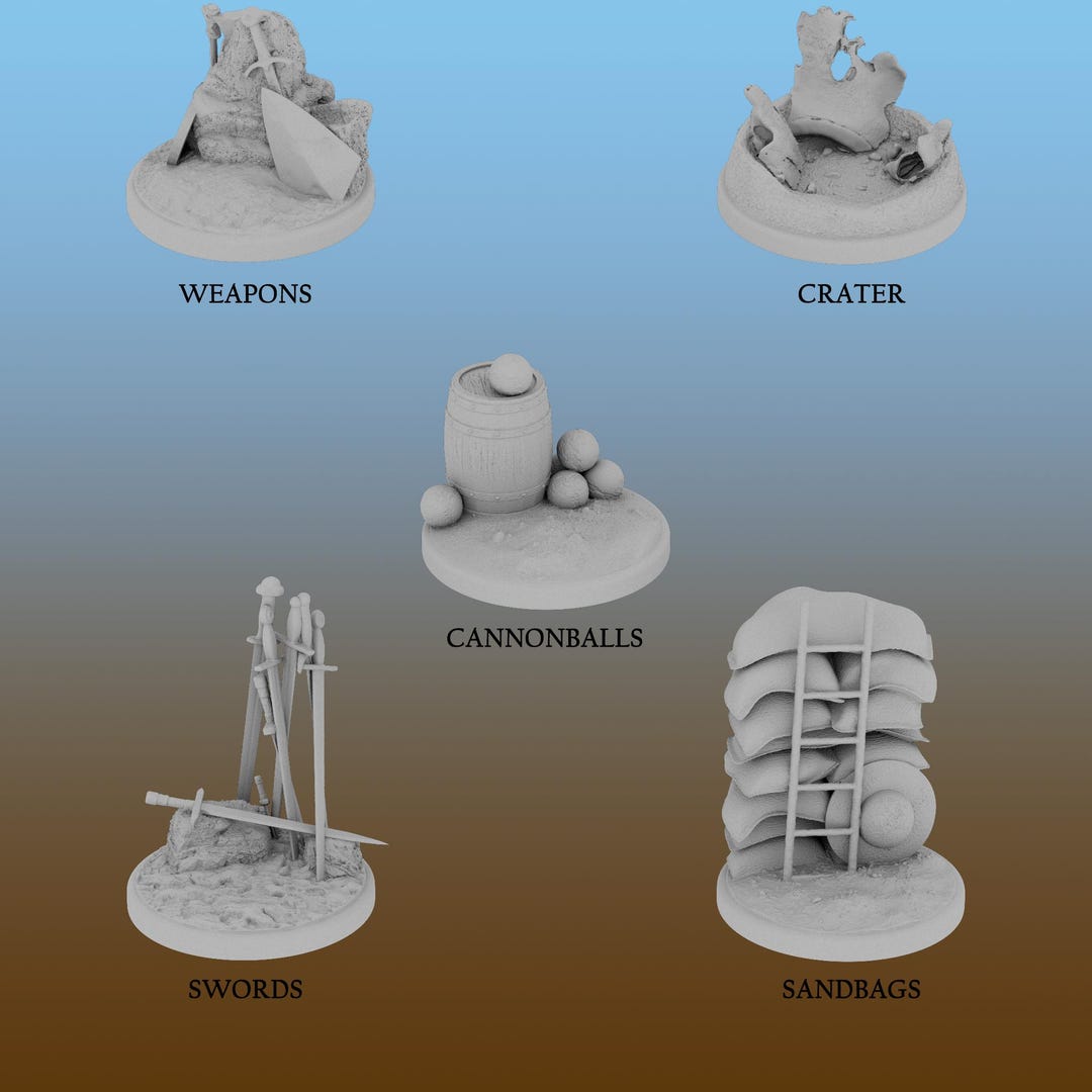 Battlefield Kit - Set of 5 Miniature Bases 28mm - Etsy