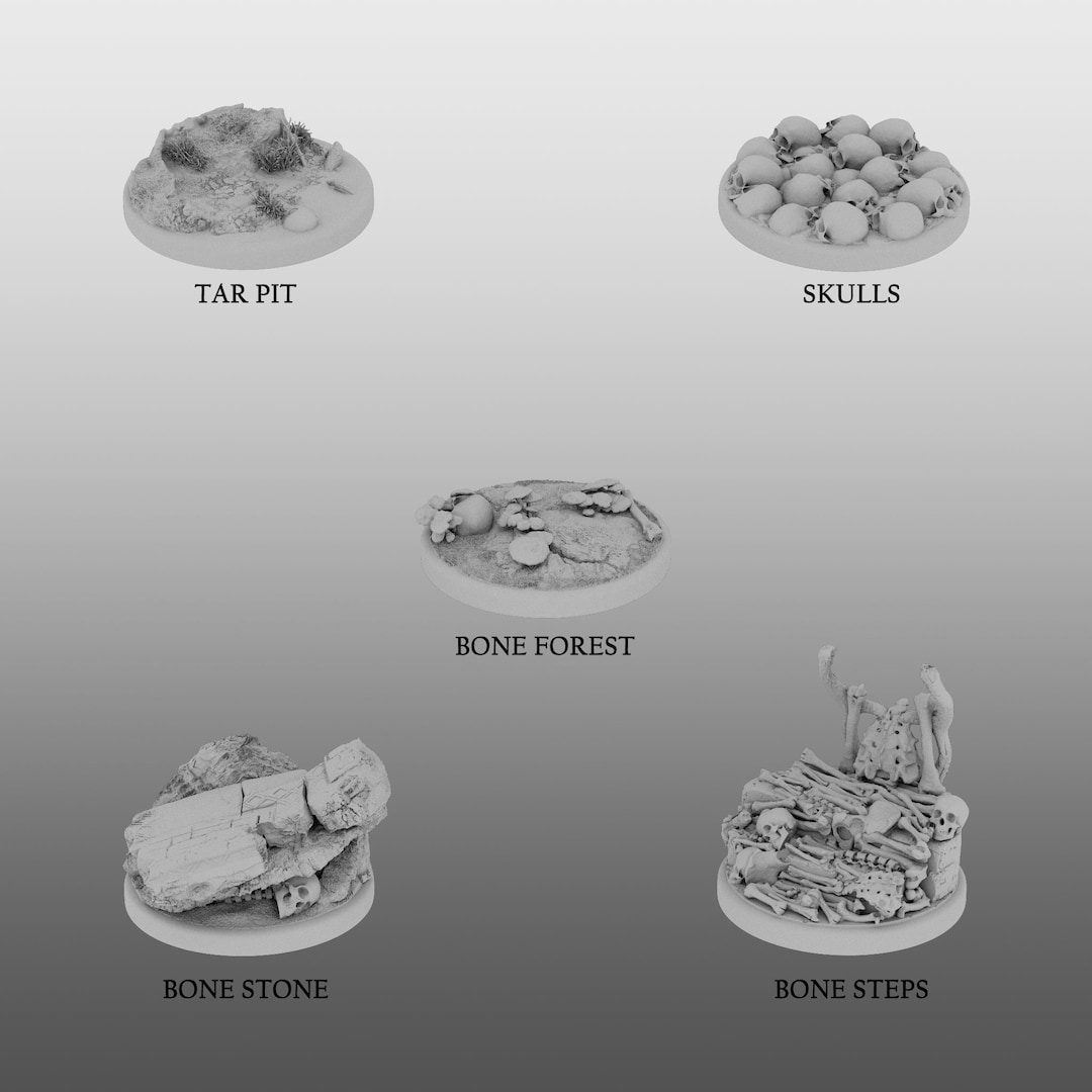 Bones Kit - Set of 5 Miniature Bases 28mm - Etsy