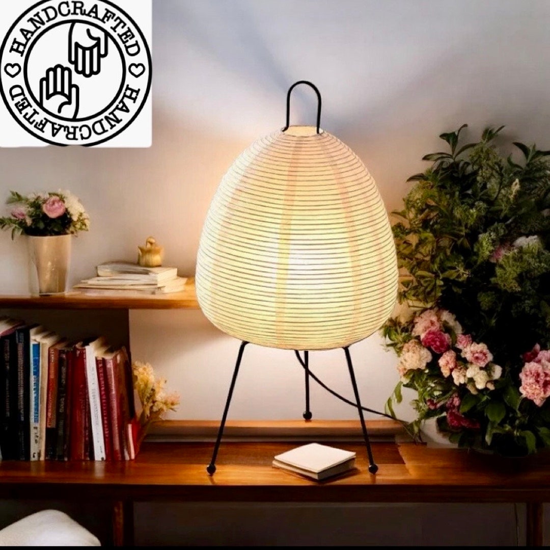 Japanese Rice Paper Lamp Shade, Rice Paper Desk Table Lamp, Japanese ...