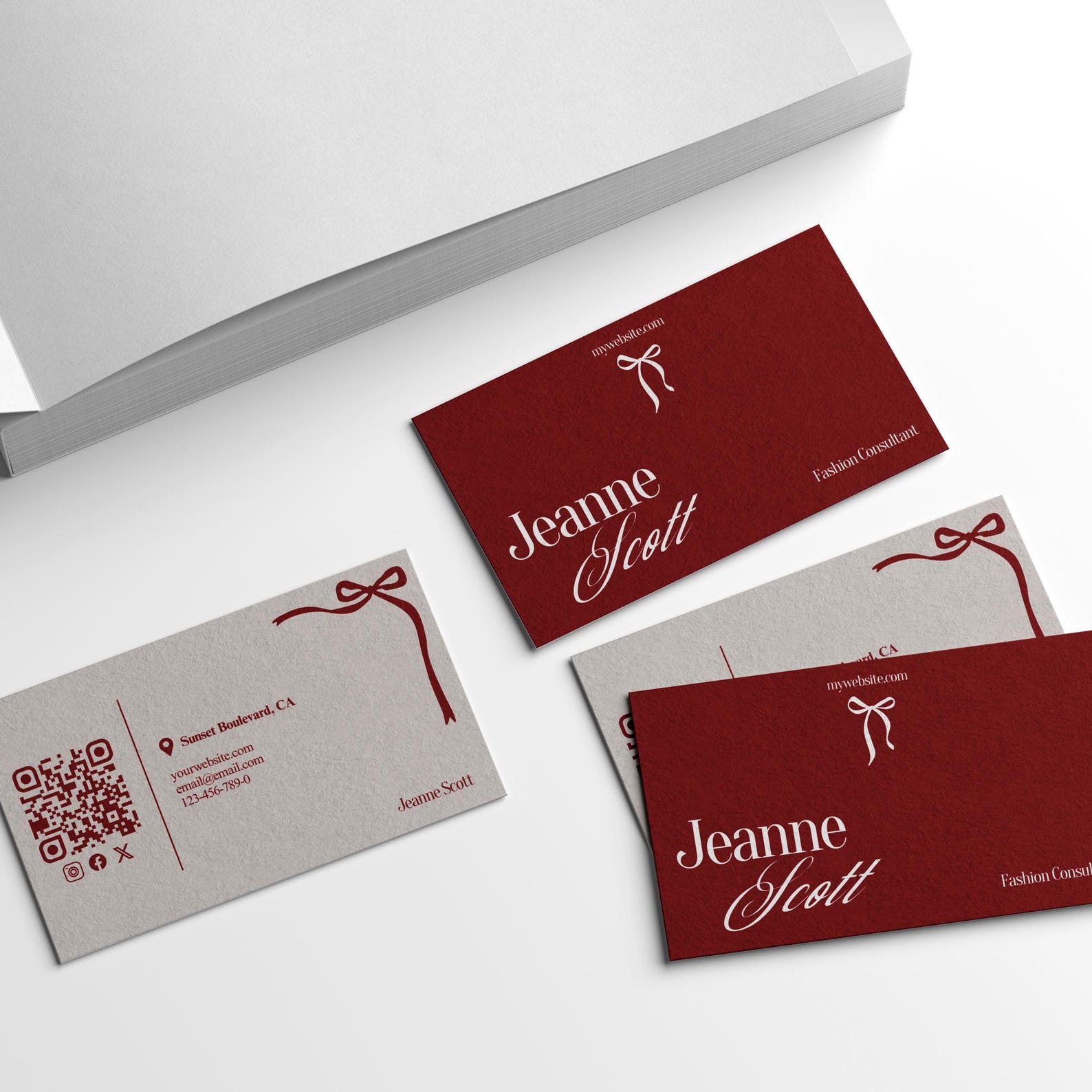 Cherry Red Business Card Template: Elegant QR Code Design (canva ...