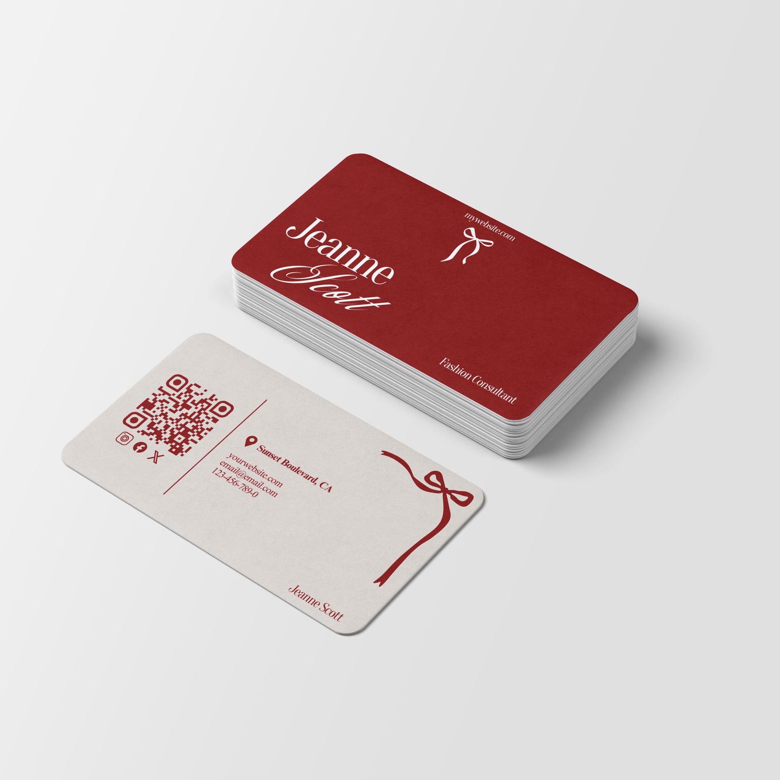 Cherry Red Business Card Template: Elegant QR Code Design (canva ...