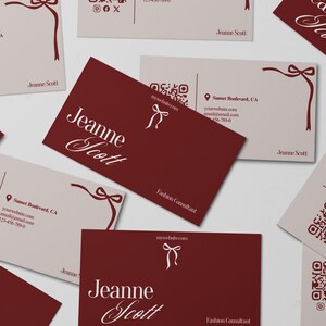 Cherry Red Business Card Template: Elegant QR Code Design (canva ...