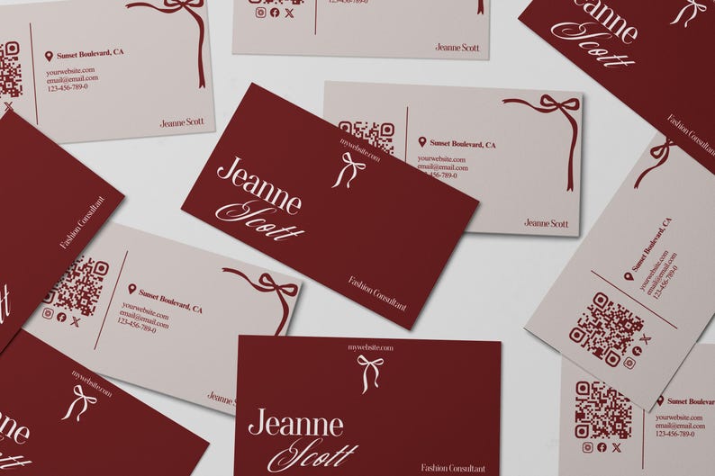 Cherry Red Business Card Template: Elegant QR Code Design (canva ...