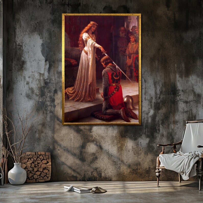 The Accolade by Edmund Blair Leighton Canvas Art – Knighting Ceremony ...