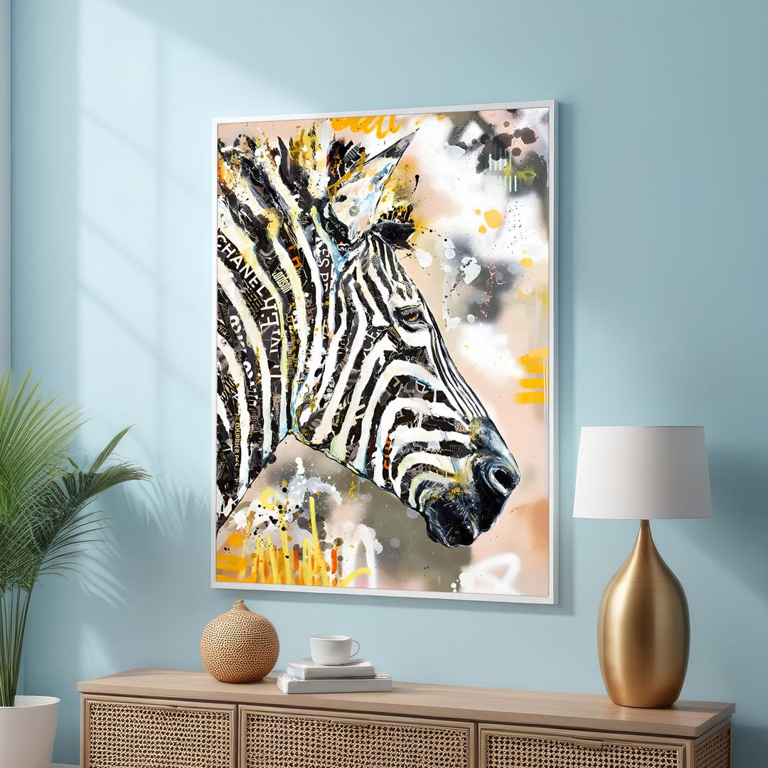 Graffiti Zebra Collage Art - Bold Street Art Modern Wall Decor ...