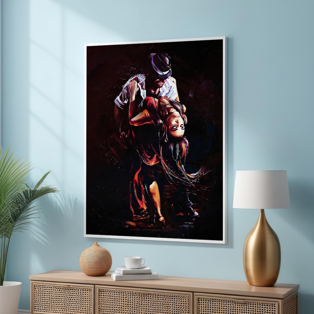 Passionate Tango Dance Art - Bold Red and Black Dance Canvas | Sensual ...