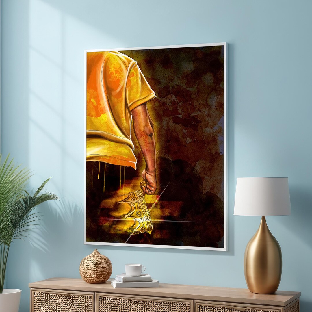 Young King With Crown – Urban Art Canvas Print, Bold Street Art Style ...