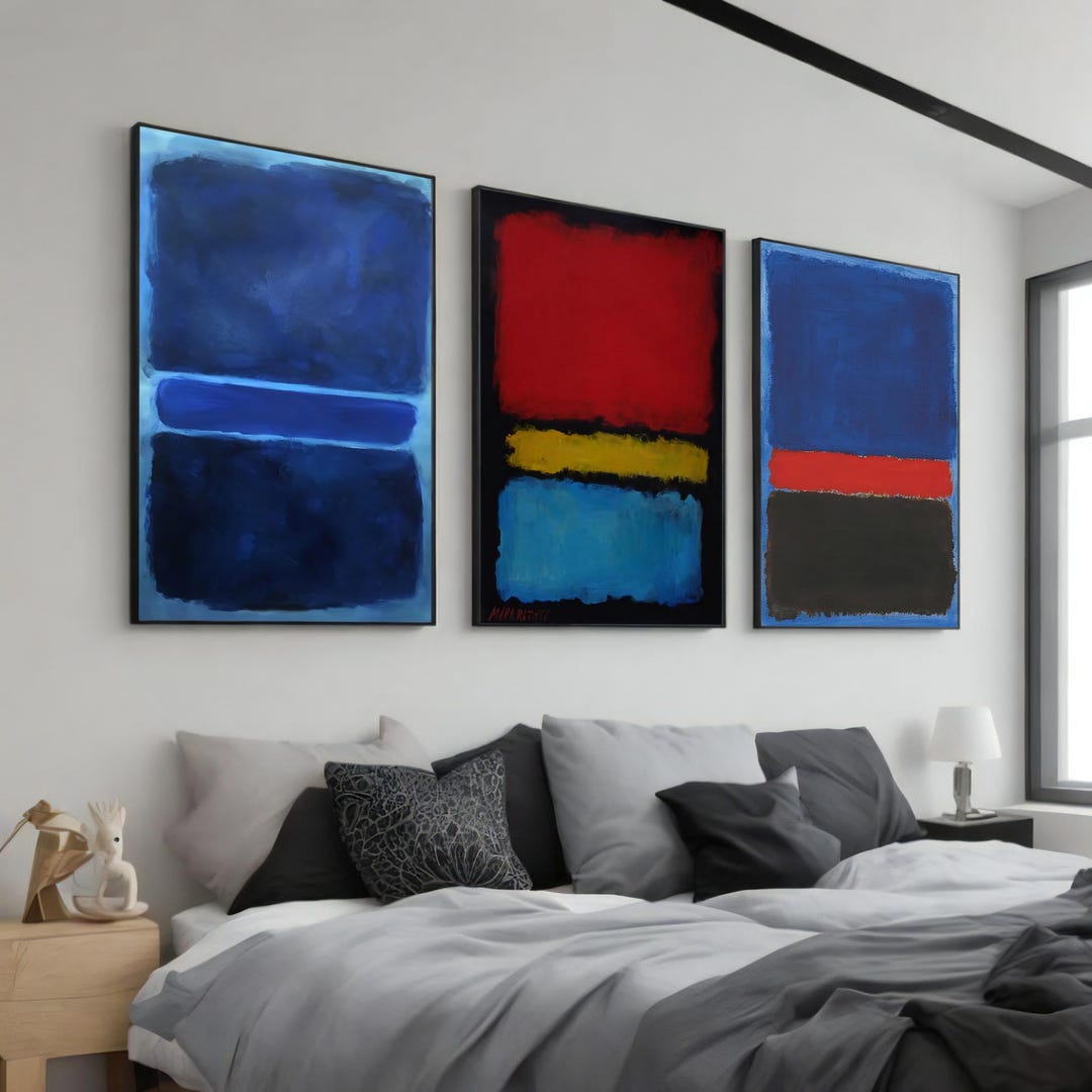 Mark Rothko-inspired Abstract Triptych – Bold Color Block Canvas Art ...