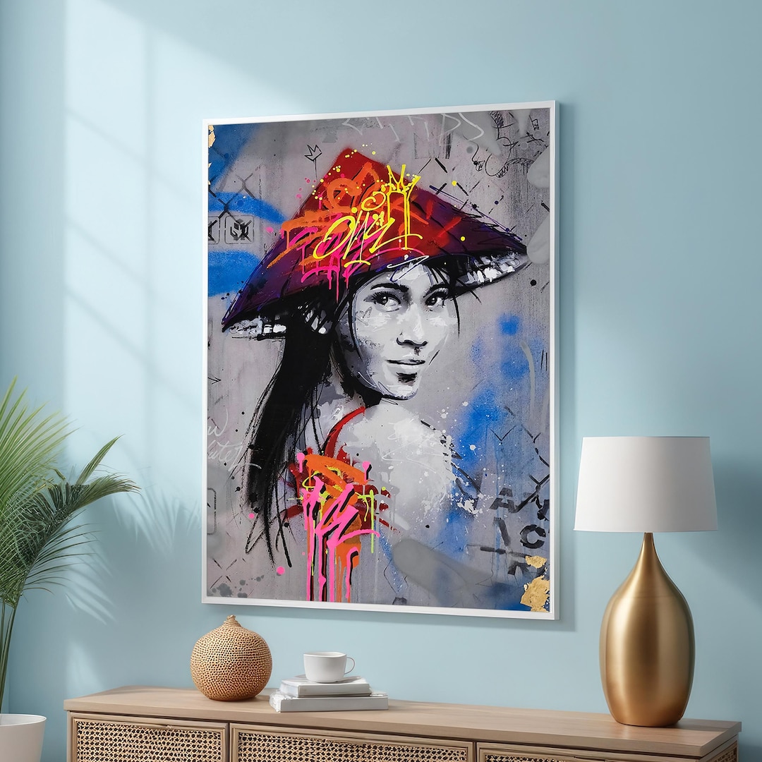 Graffiti Asian Portrait Art Canvas – Vibrant Street Art Fusion With ...