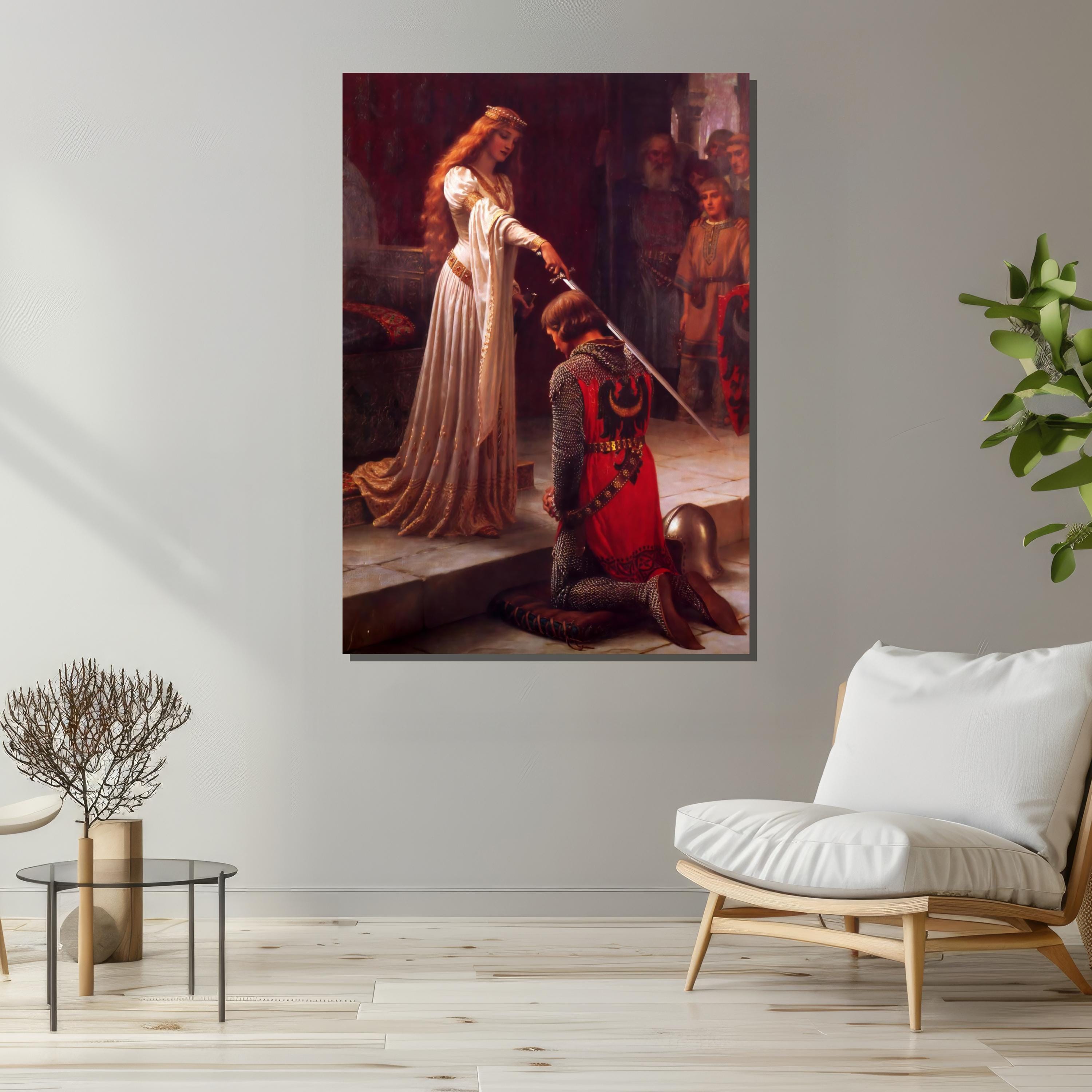 The Accolade by Edmund Blair Leighton Canvas Art – Knighting Ceremony ...
