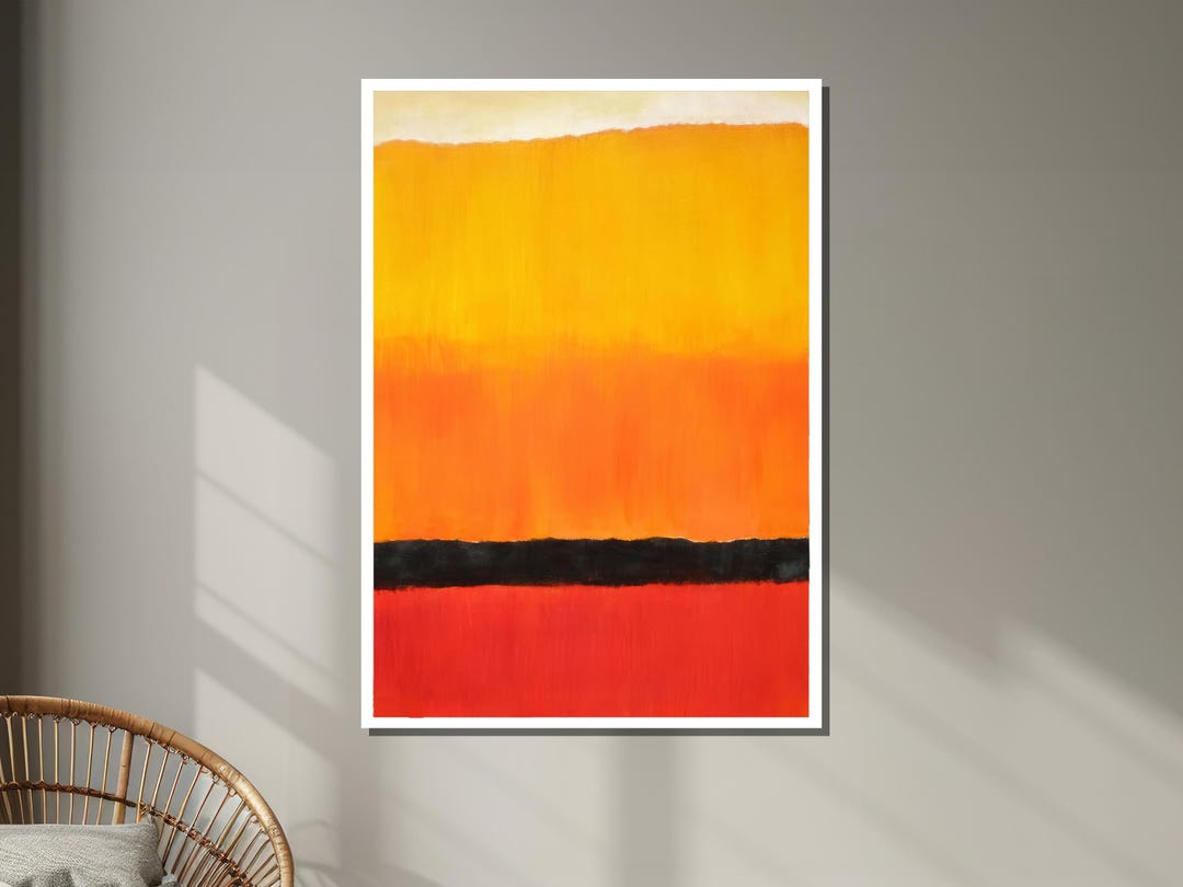 Modern Mark Rothko Canvas Art - Warm Red, Yellow, and Black Color Block ...