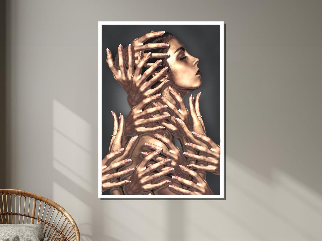 Surreal Woman With Multiple Hands Canvas Art - Emotional and Intimate ...
